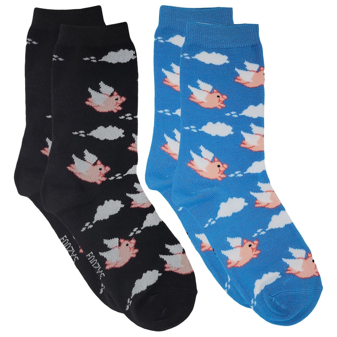 Flying Pig Wings When Pigs Fly Sky Sow Boar Peppa Porky Fun Socks 2 ...