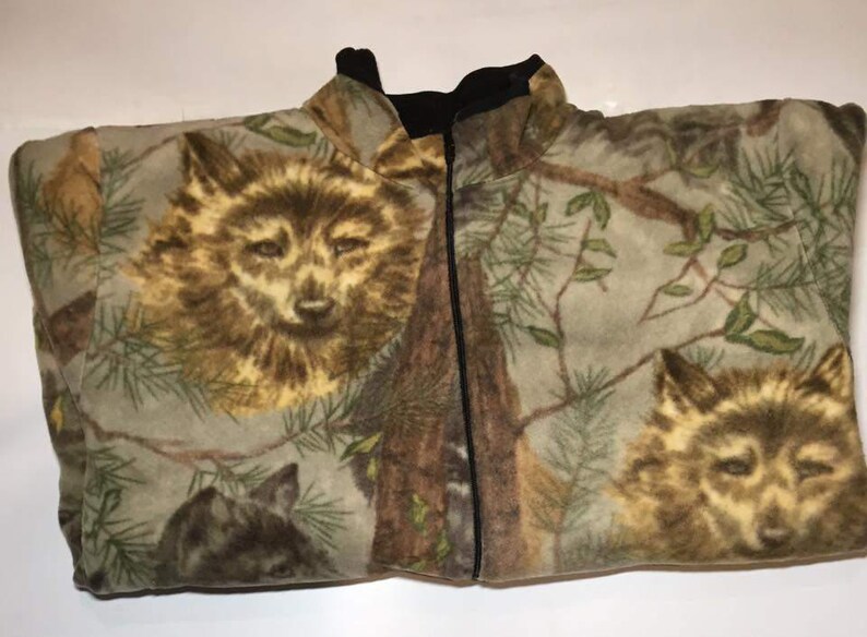 Zoofleece Wolf Fleece Jacket Beige Wolf Lover Gift Ugly | Etsy