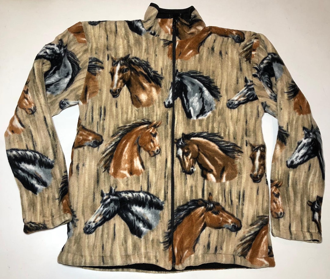 Zoofleece Horse Heads Horses Equestrian Fleece Jacket Winter Warm ...