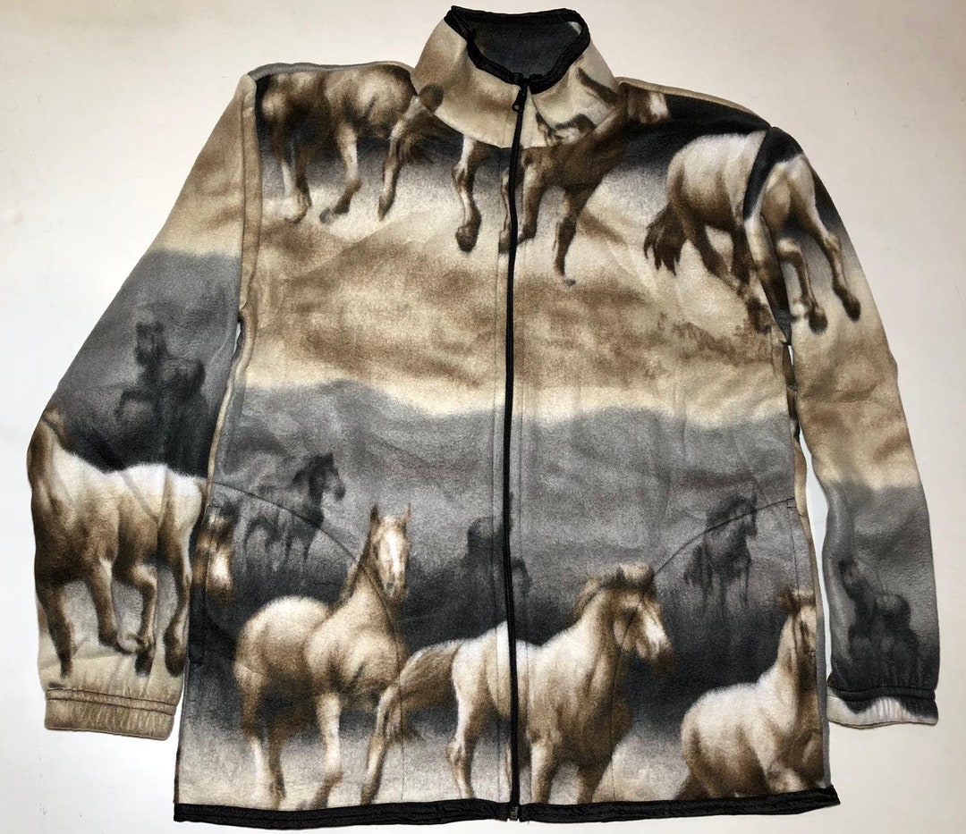 Zoofleece Horses Comfortable Equestrian Desert Polar Fleece Jacket ...