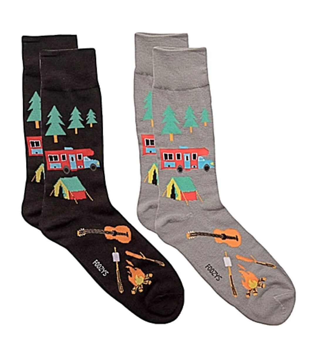 Camping Out Grounds Tent Grill Campsite Fire Crew Men's Socks 2 Pairs ...