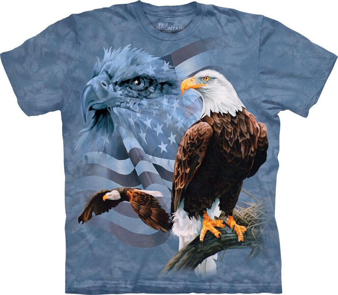 Majestic American Bald Eagle Bird Faded Flag Wild Animal Soaring Eagles ...