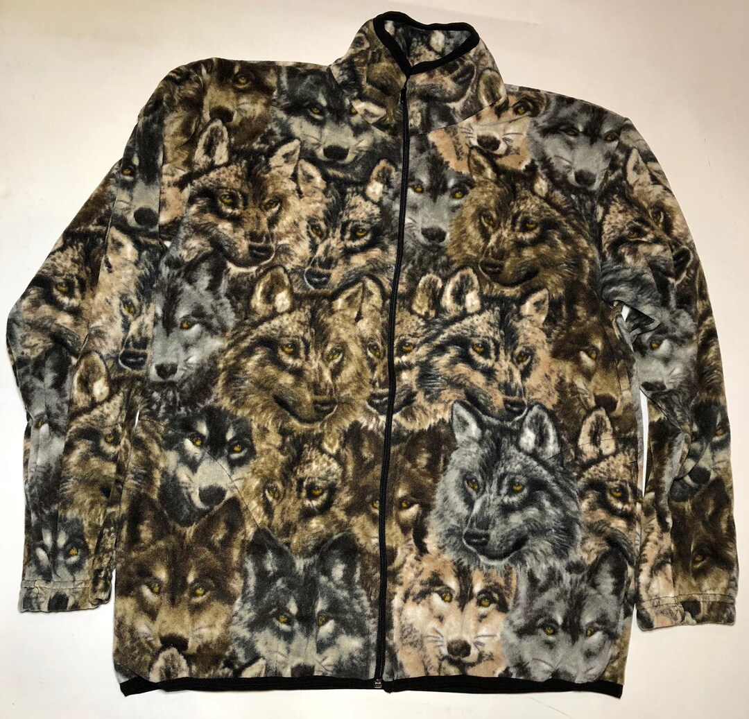 Zoofleece Camo Wolf Faces Wolves Fleece Animal Jacket Sweater S-3X - Etsy