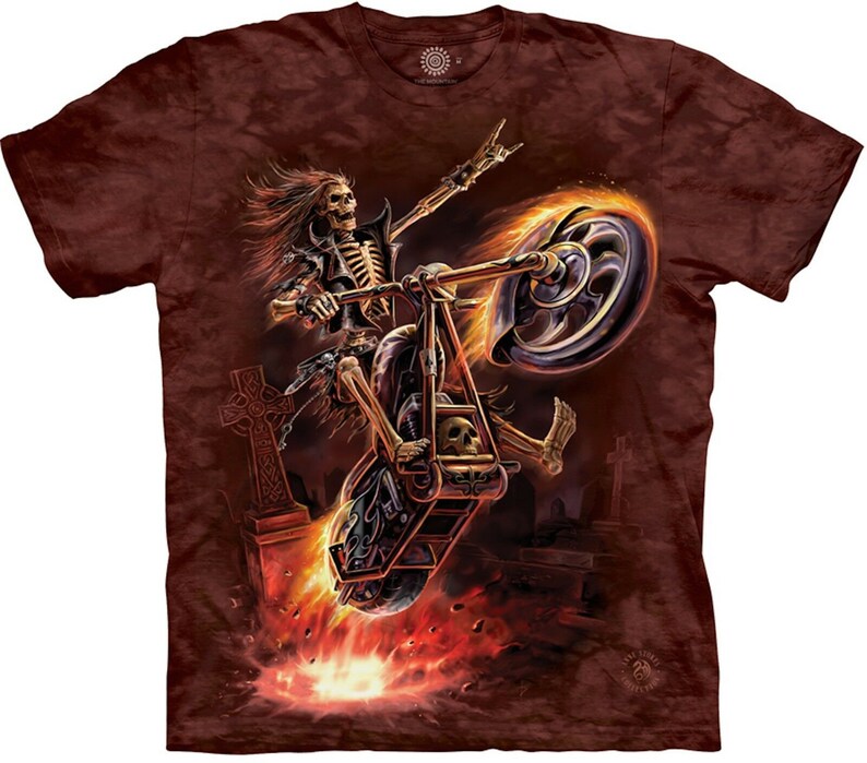 The Mountain Hell Rider Fire Skull Halloween Flames Motorcycle | Etsy