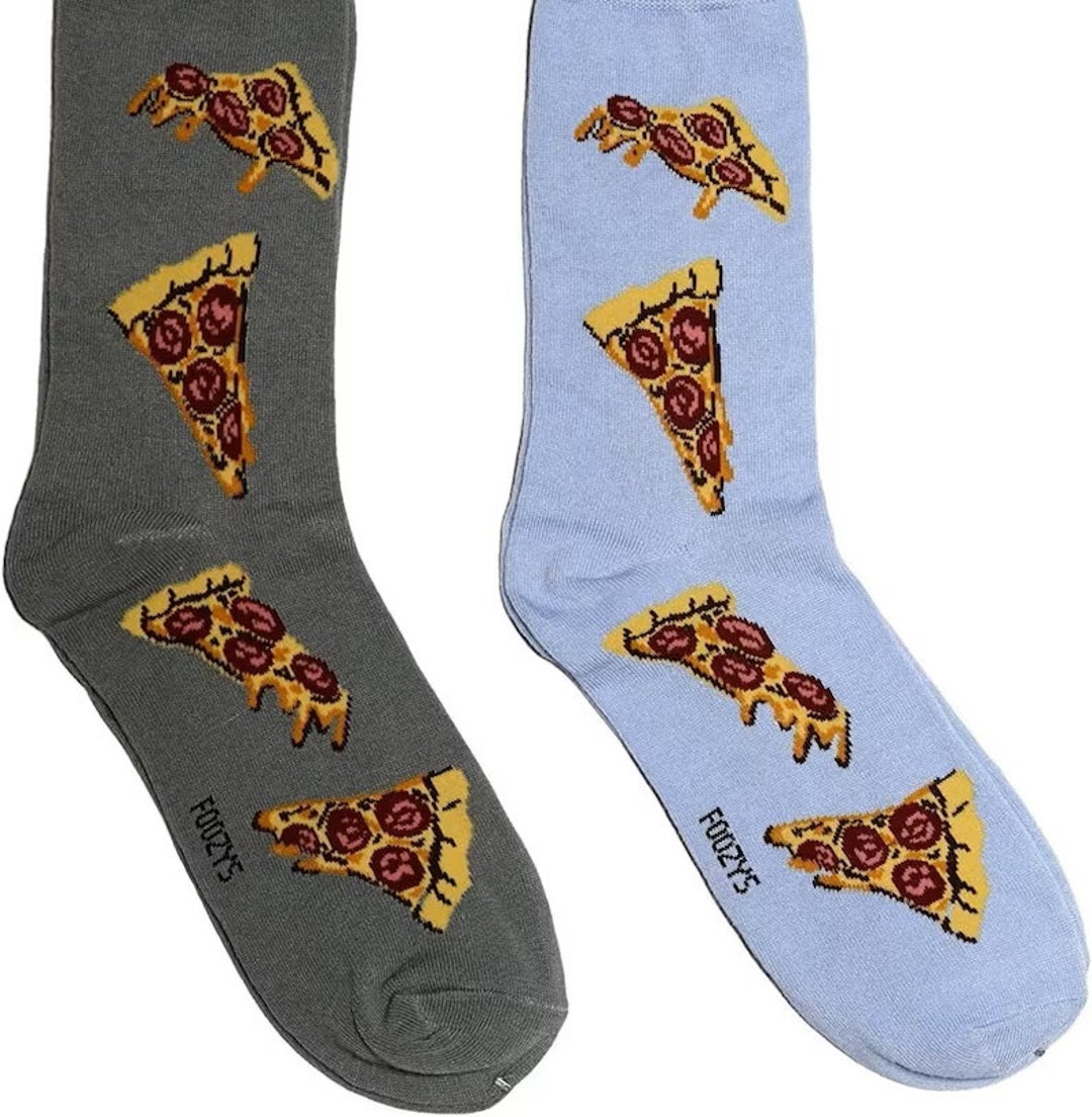 Pizza Slice Pepperoni Cheese Crust Dough Italian 2 Pairs Men's Fun ...