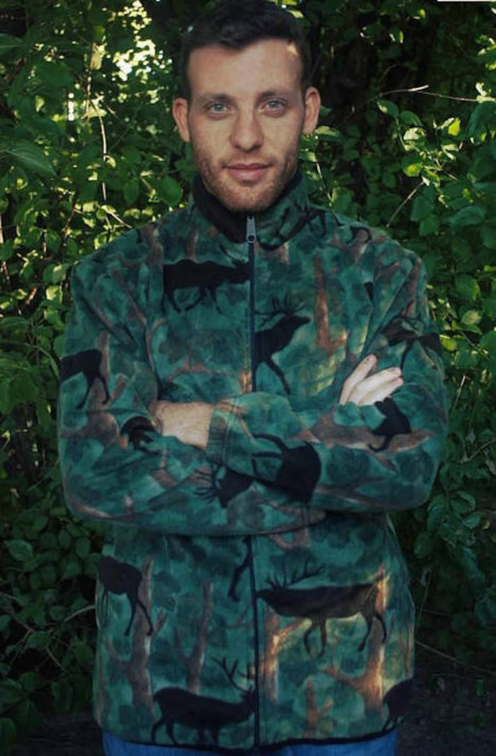 Zoofleece Green Elk Camouflage Animal Buck Antlers Hunting Jacket ...
