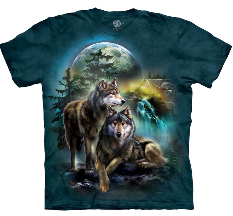 Wolf Lookout Family Moon Waterfall Wild Wolves Pack Loyal Gray | Etsy