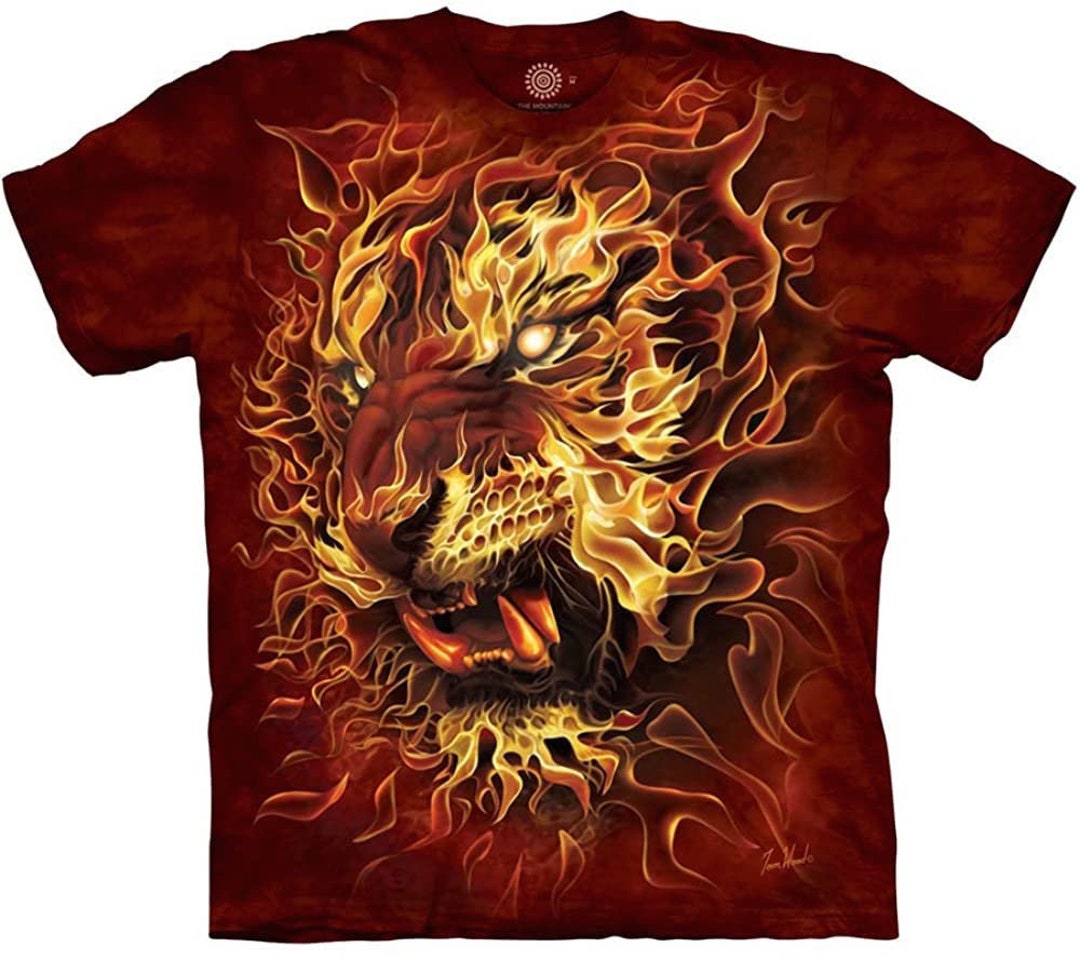 Fire Tiger King Jungle the Mountain Red Wild Majestic Exotic Animal ...