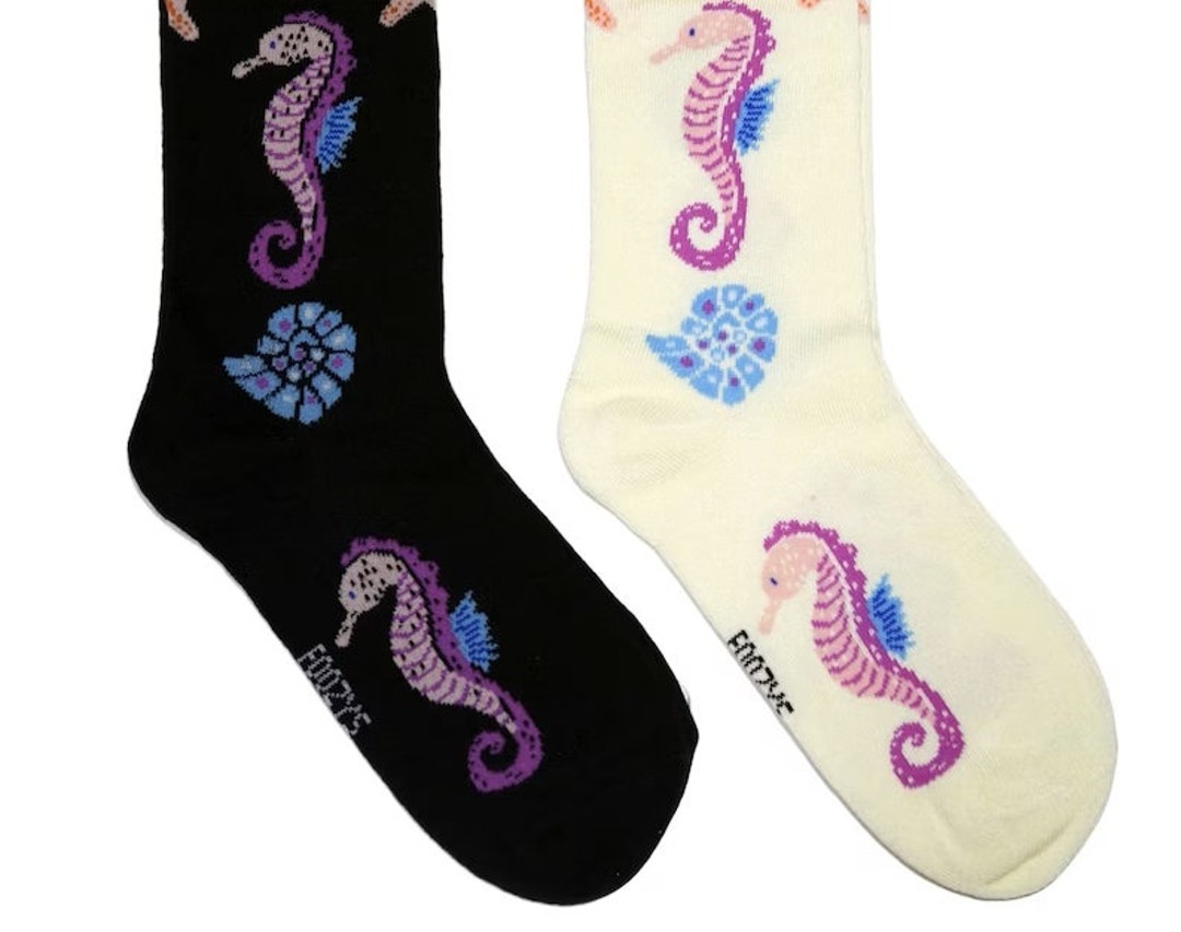 Seahorse Fish Marine Sea Monster Cute Wild Animal 2 Pairs Women's Socks ...