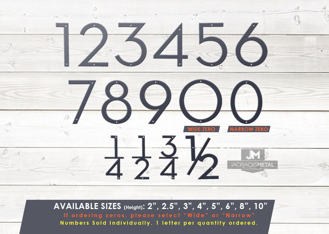 8" Metal House Number - Modern Font House Number - Metal Address Number ...