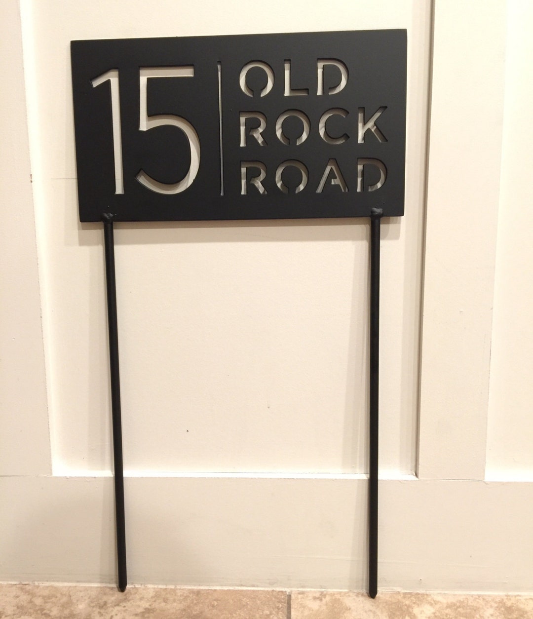 LARGE - 7.5" X 18" Custom Metal Address Sign With WELDED Legs to Push ...