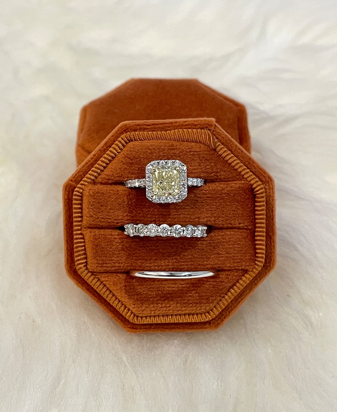 3 Slots Velvet Ring Box Holds 3 Rings Great for Bridal Photo Detail ...