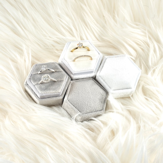 Wedding Collection for Mr & Mrs Velvet Ring Box Hexagon Shape - Etsy