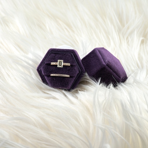 Deep Purple Velvet Ring Box Hexagon Double Slot for Jewelry - Etsy