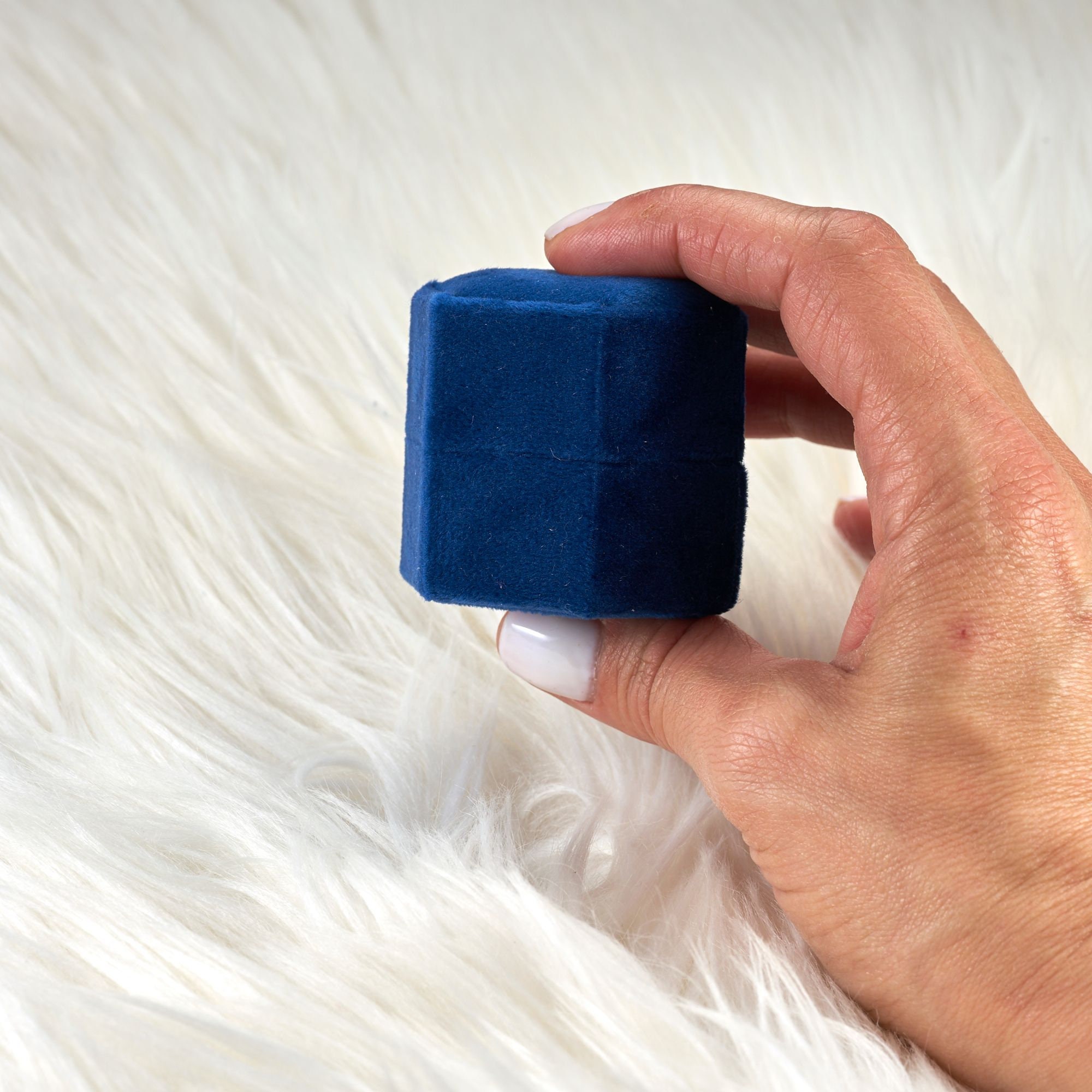 Velvet Ring Box Royal Blue Color Hexagon Shape Double or | Etsy