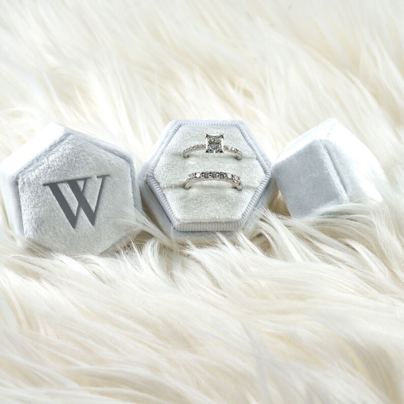 Wedding Collection for Mr & Mrs Velvet Ring Box Hexagon Shape - Etsy