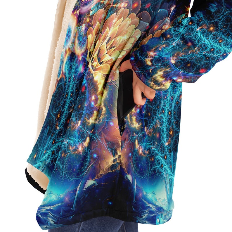 Cosmic Fantasy Rave MICROFLEECE CLOAK, Festival Cloak, Psychedelic ...