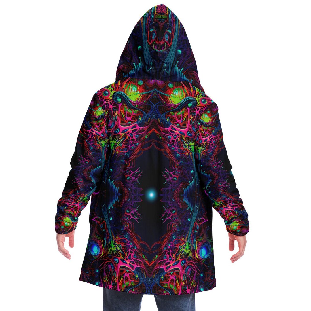 Trippy Abstract Art HOODED CLOAK, Psychedelic Festival Hoodie, Vibrant ...