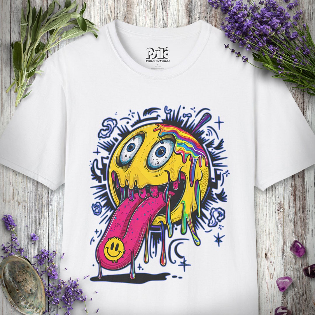 Smiley Face Acid Tab Funny LSD T-SHIRT Trippy Tee Psychedelics Unisex ...