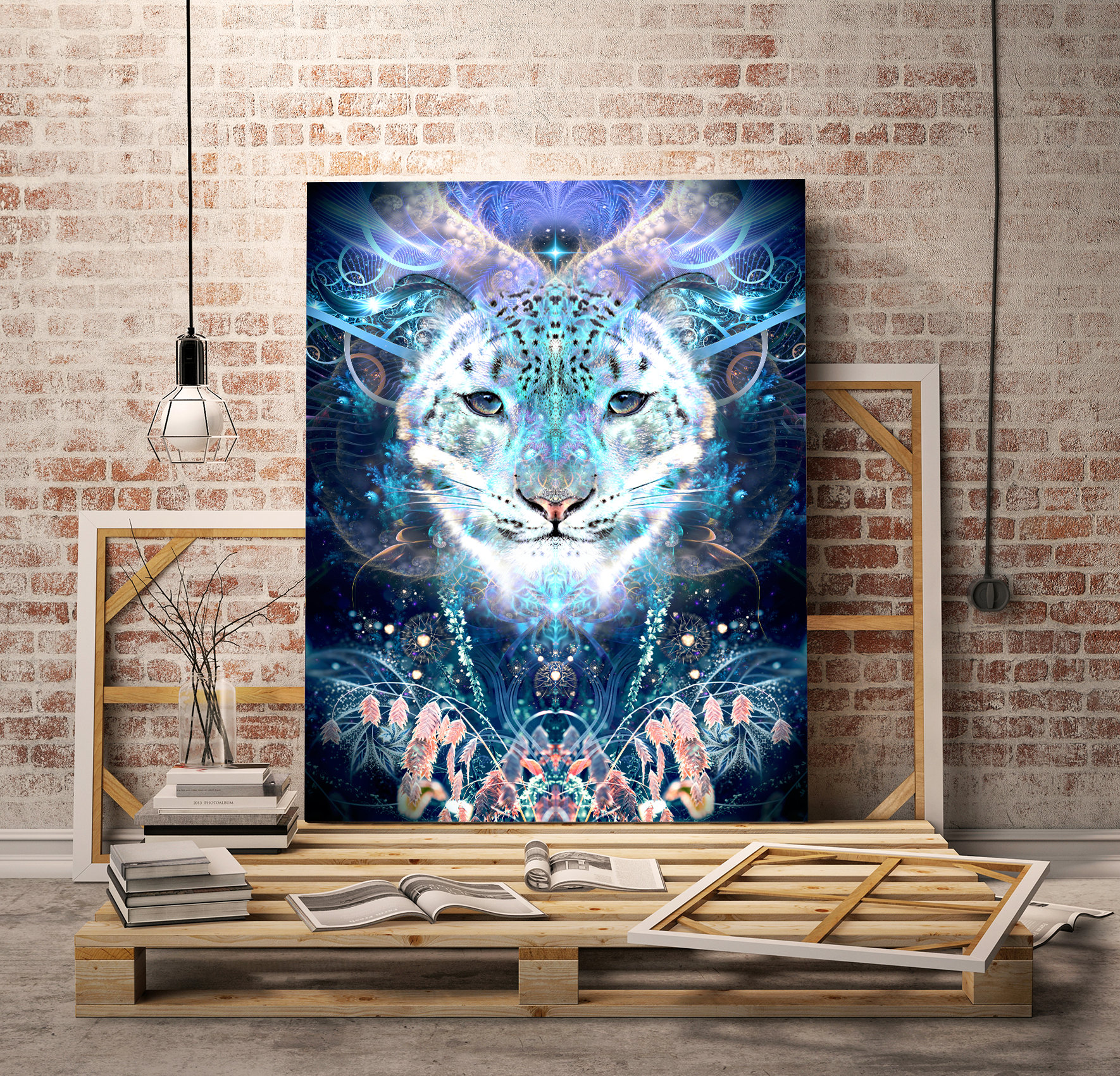 Snow Leopard Art CANVAS Print, Visionary Art, Psychedelic, Fractal ...