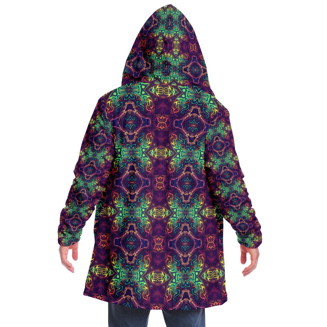 Trippy Pattern HOODED CLOAK, Psychedelic Illusion Cape, Vibrant Rave ...