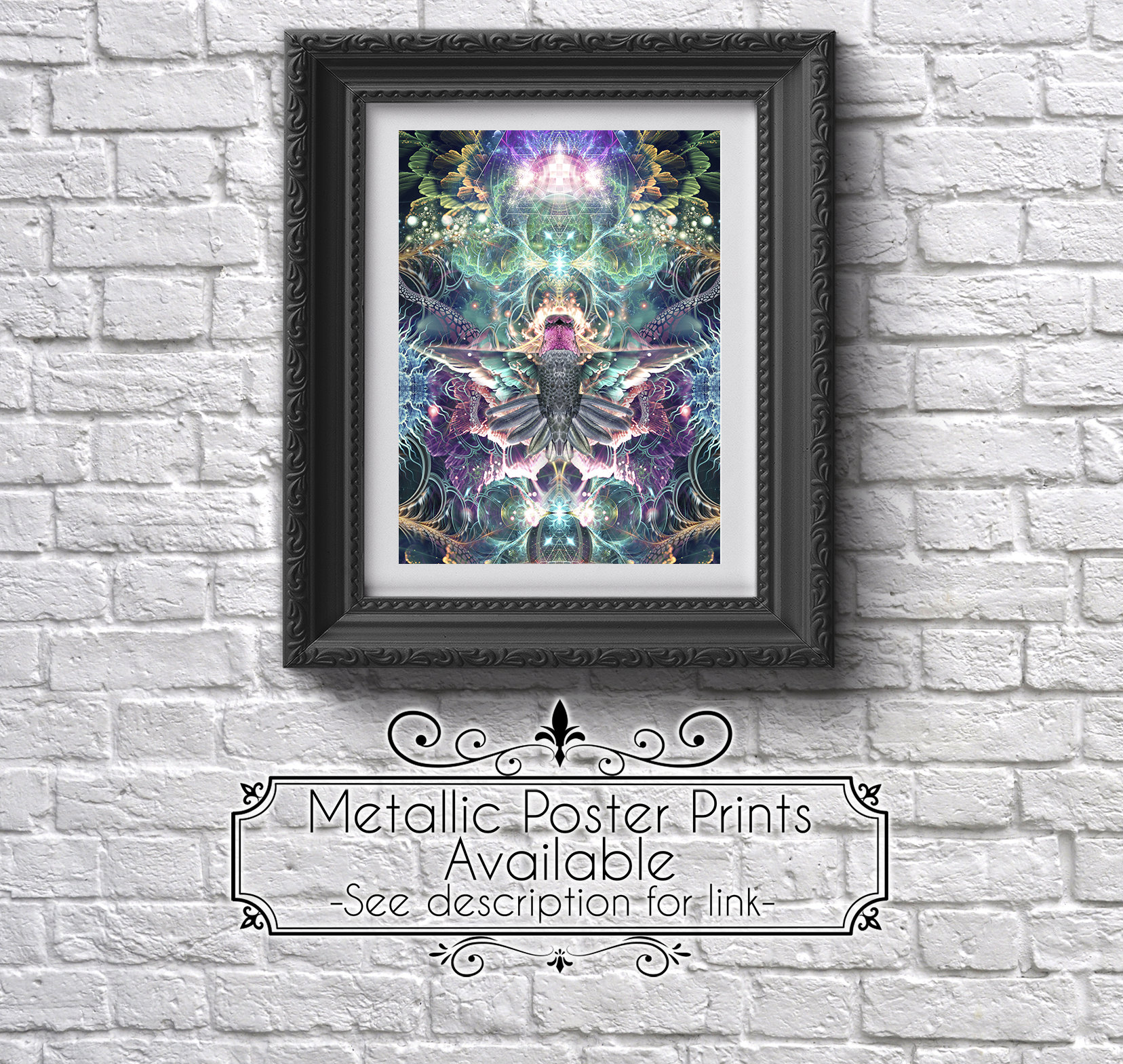 Hummingbird TAPESTRY, Visionary Art, Psychedelic Art, Fractal Art ...