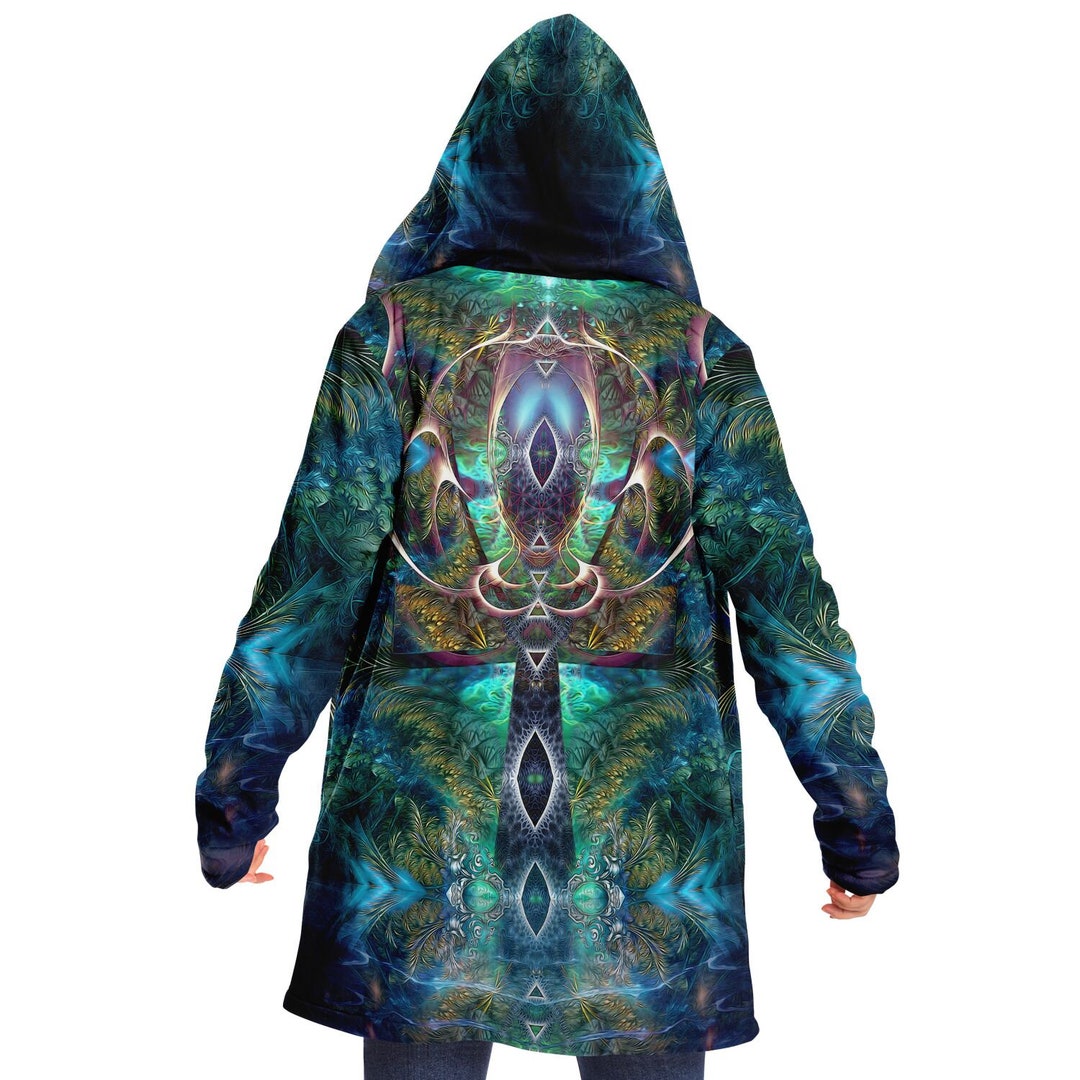 Egyptian Ankh MICROFLEECE CLOAK, Fractal Festival Cloak, Psychedelic ...