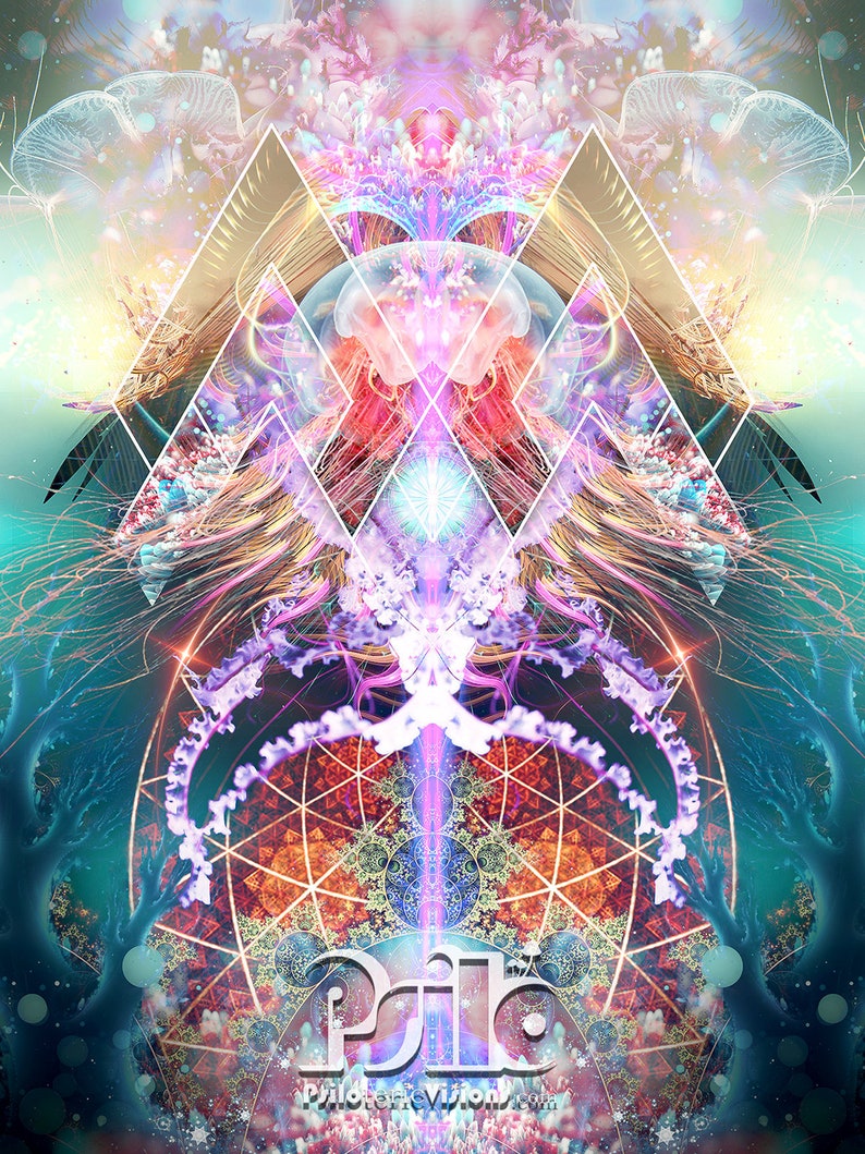 Jellyfish TAPESTRY, Psychedelic Tapestry, Visionary Art, Psychedelic ...