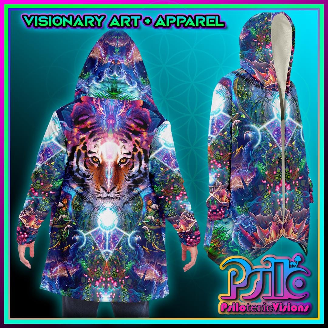 Tiger HOODED CLOAK, Visionary Art, Moon Phase, Psychedelic Festival ...