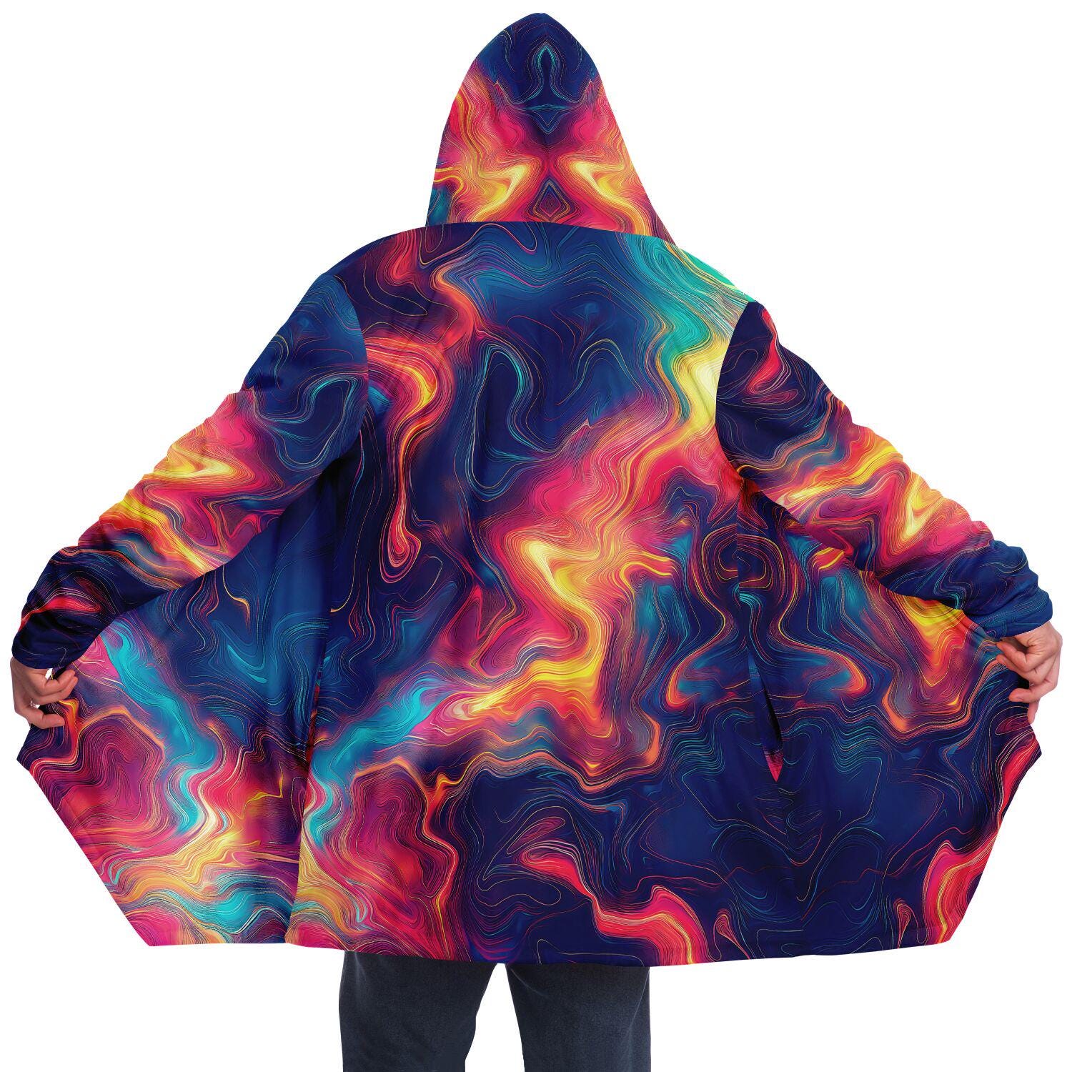 Trippy HOODED CLOAK, Psychedelic Cape, Vibrant Neon Rave Jacket ...