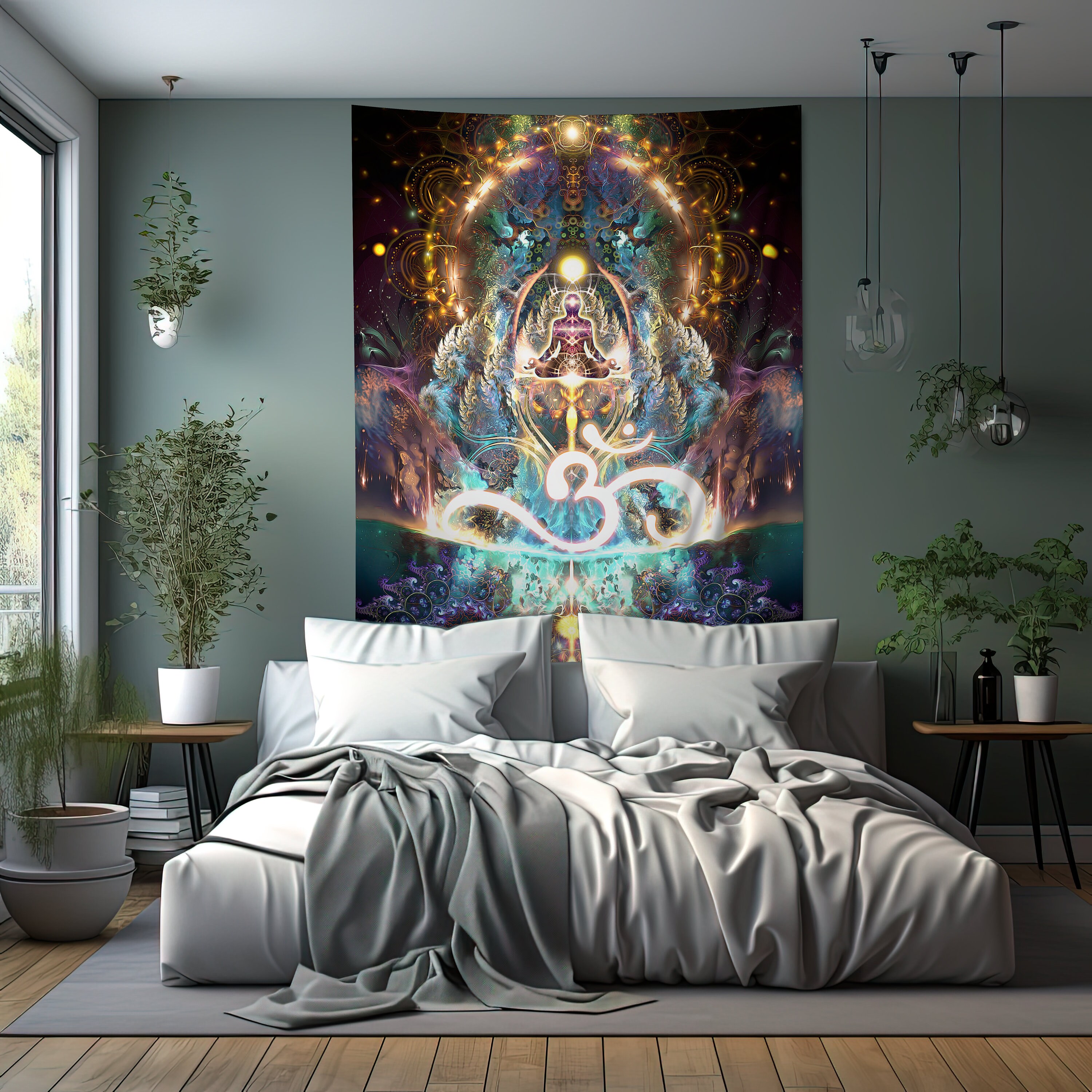Psychedelic Om TAPESTRY - Etsy