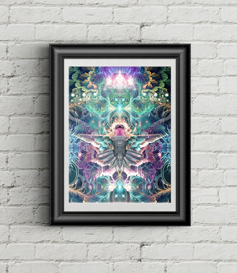 Hummingbird Art POSTER Hummingbird Painting Psychedelic - Etsy