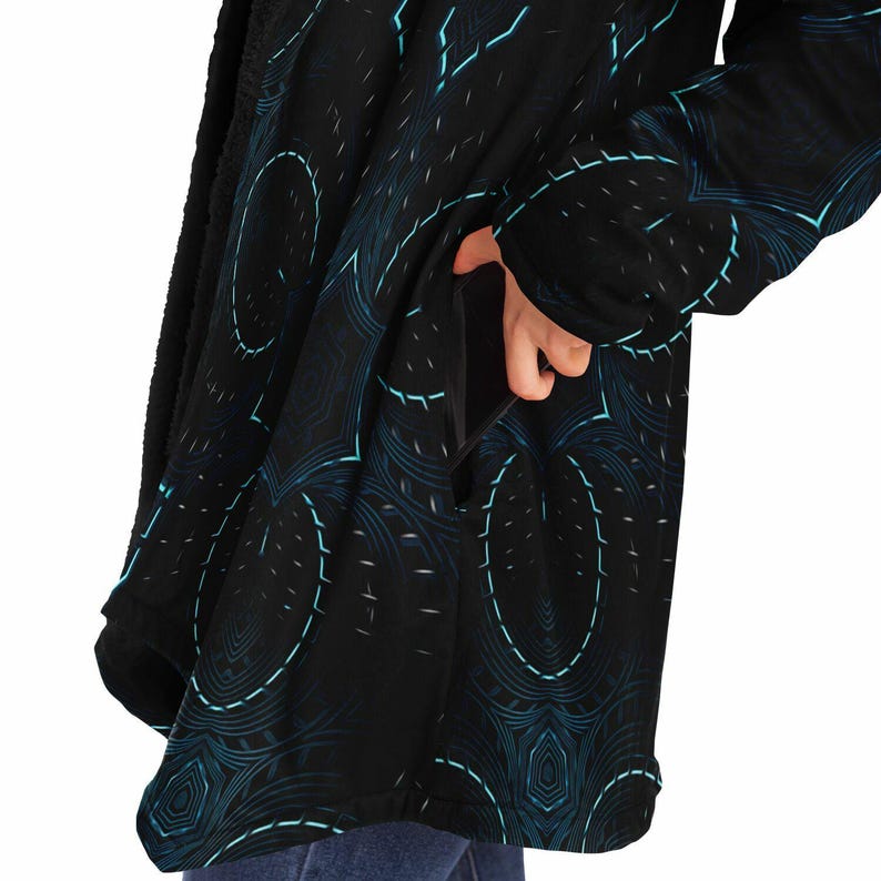 Dark Cyberpunk Pattern HOODED CLOAK, Armor Art Cape, Rave Jacket ...