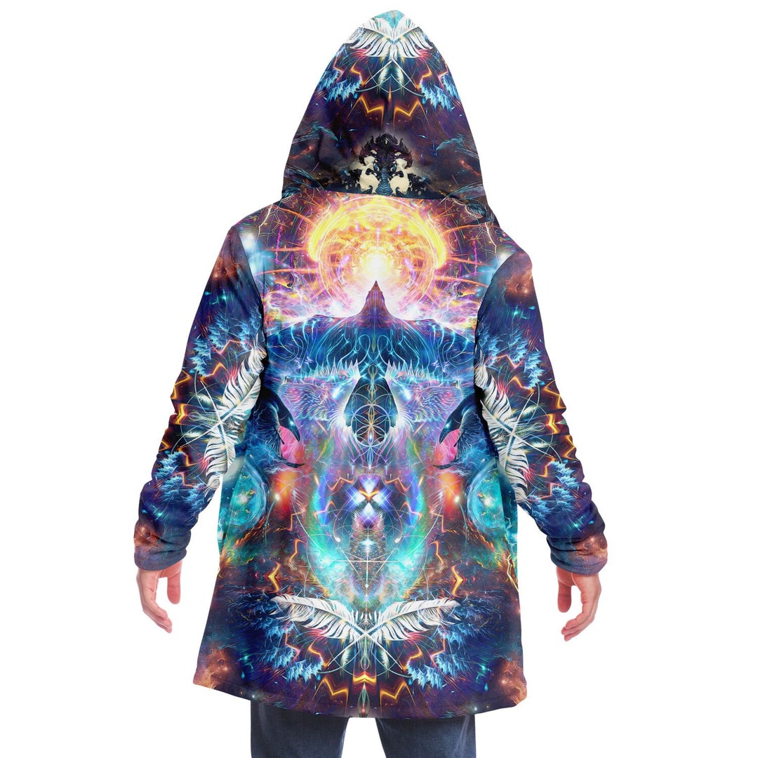 Raven MICROFLEECE CLOAK, Festival Cloak, Psychedelic Cape, Trippy ...
