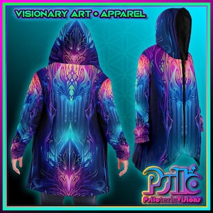 Dark Fantasy Art HOODED CLOAK, Psychedelic Festival Hoodie, Vibrant ...