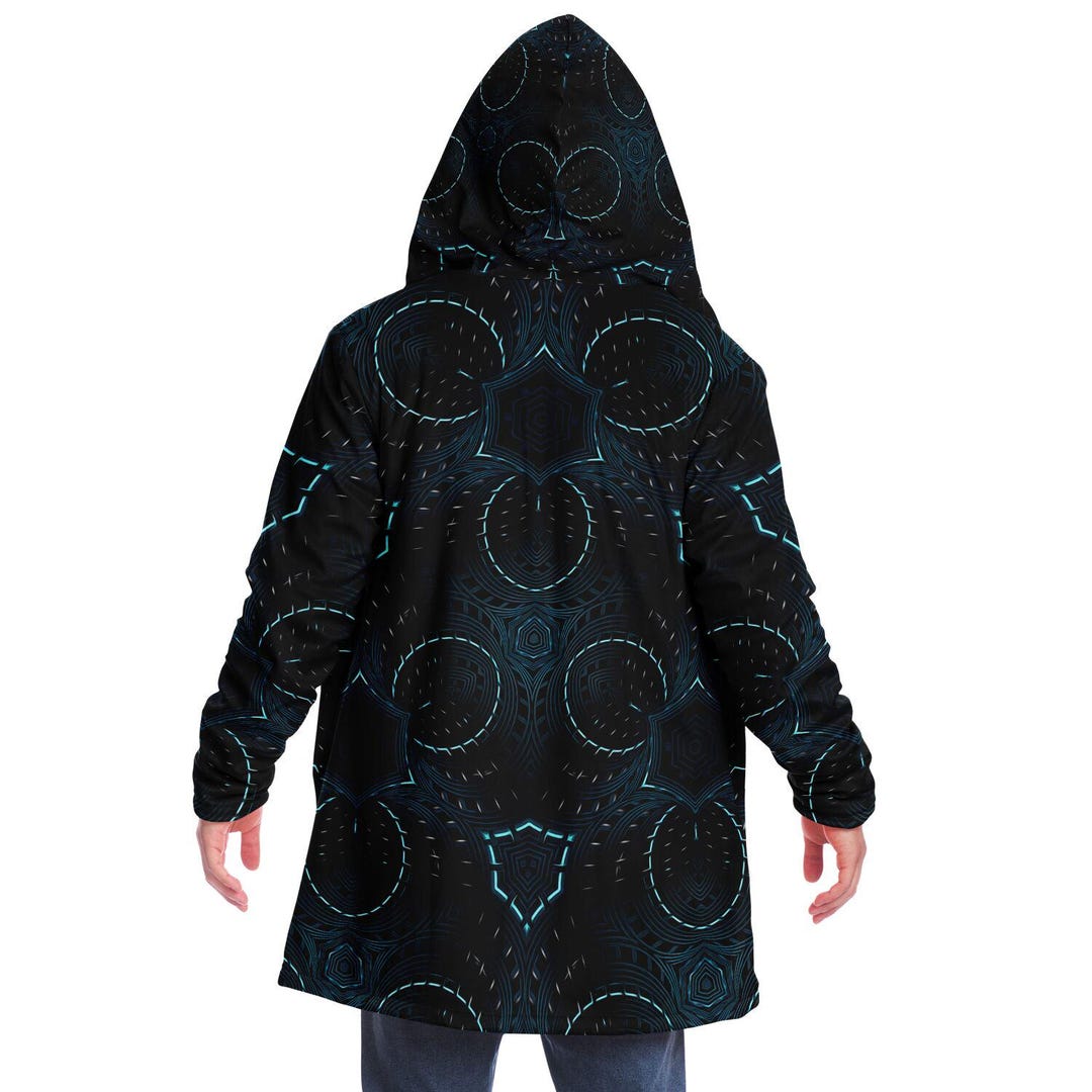 Dark Cyberpunk Pattern HOODED CLOAK, Armor Art Cape, Rave Jacket ...