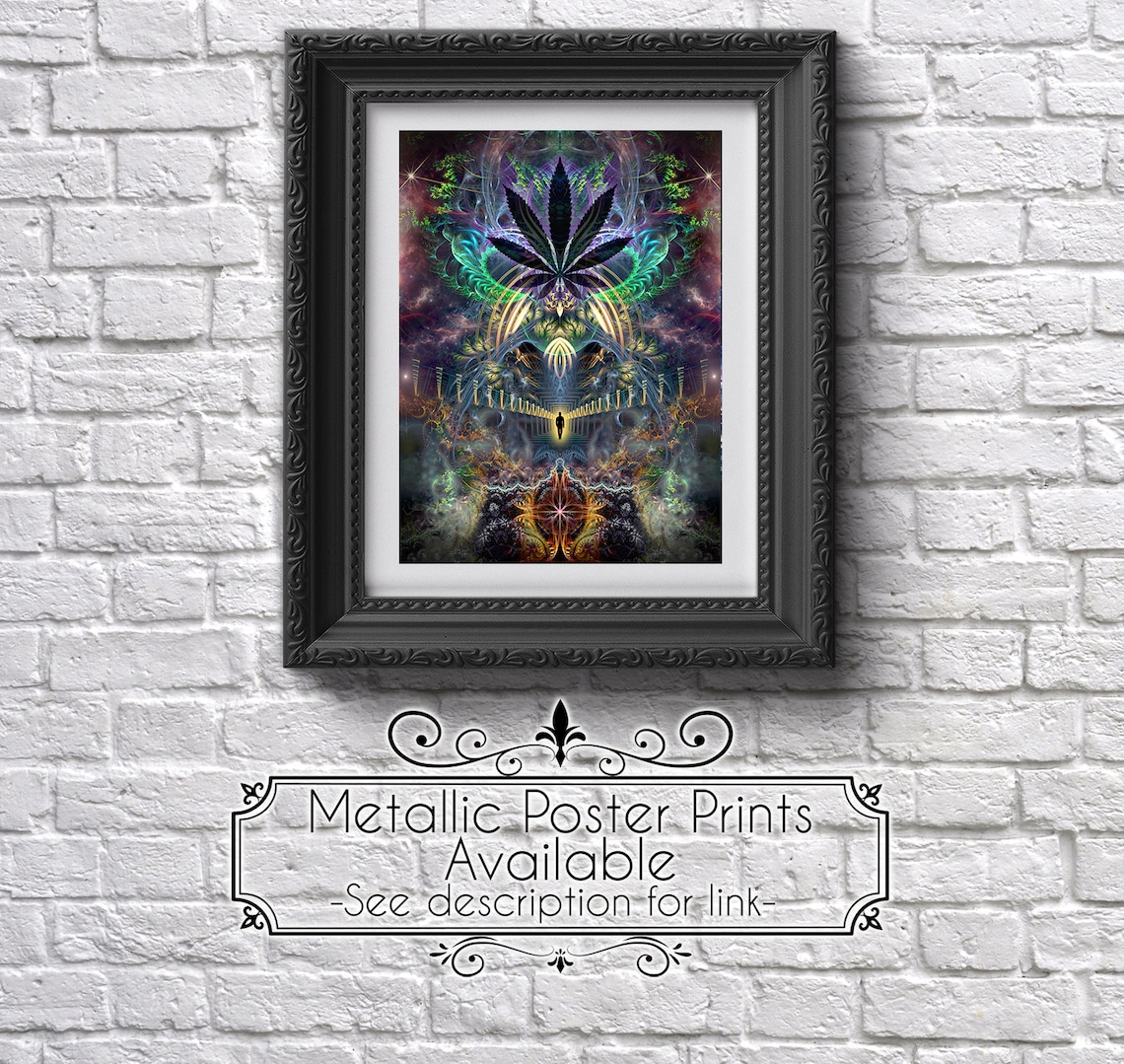 Marijuana TAPESTRY, Cannabis Art, Visionary Art, Psychedelic Art ...