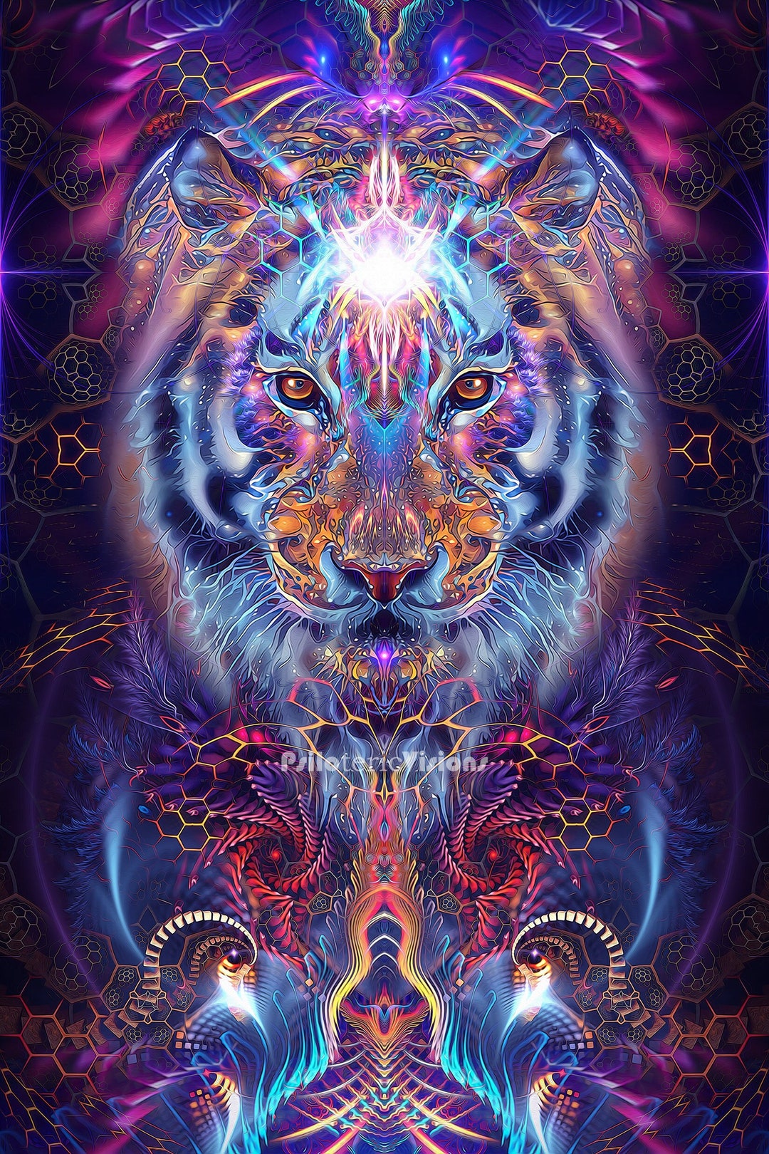 Psychedelic Tiger TAPESTRY Visionary Art Spirit Animal - Etsy