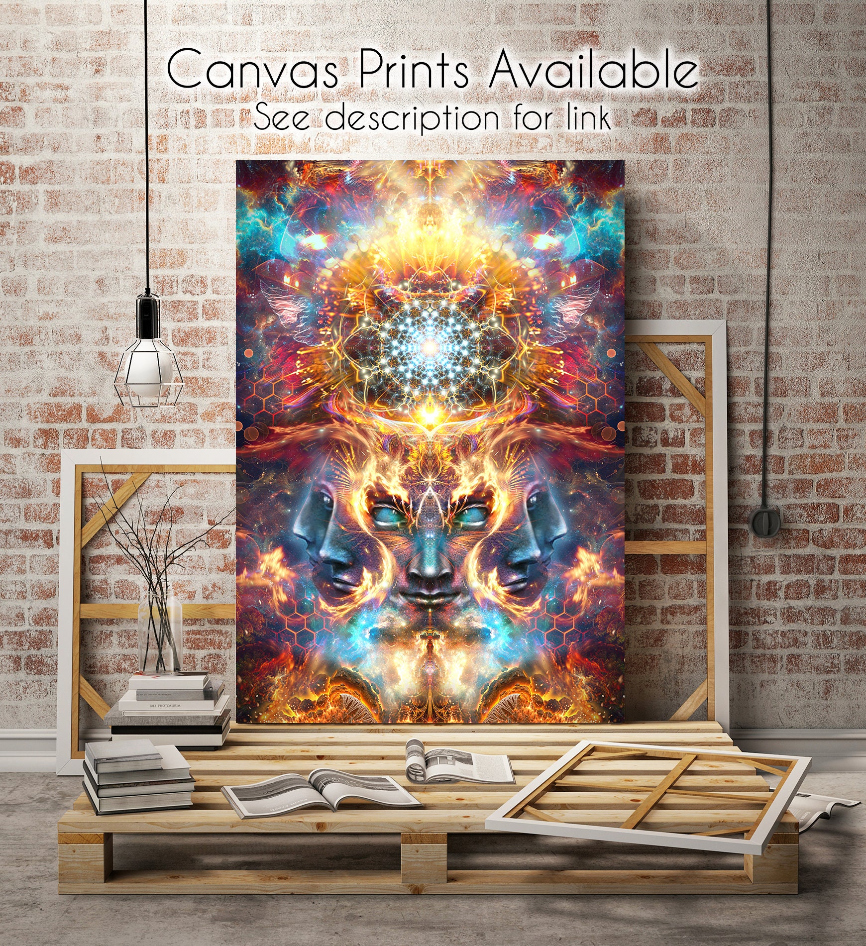 Psychedelic DMT TAPESTRY, Visionary Art, Many Faced God, Fractal ...