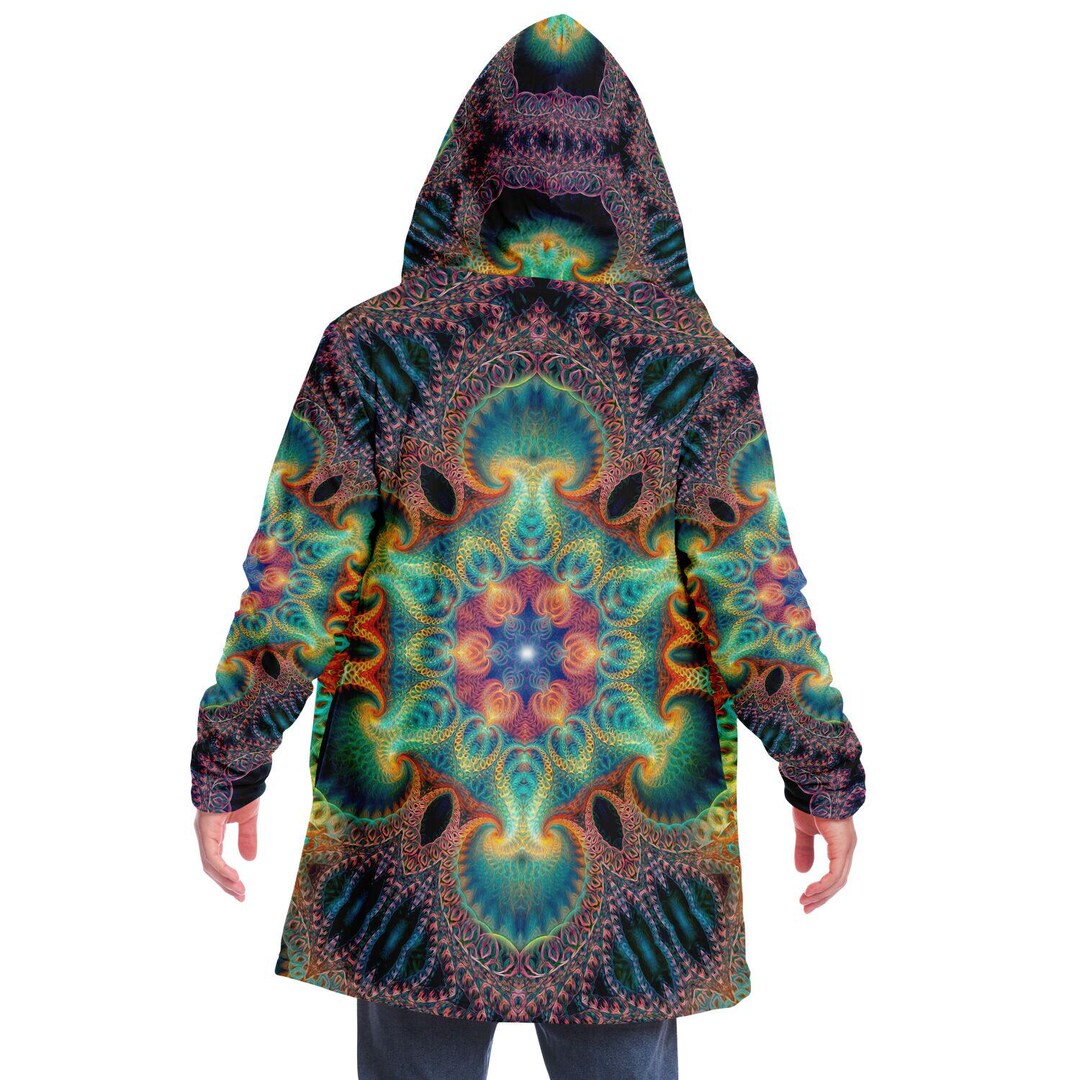 Healing Fractal Mandala HOODED CLOAK, Psychedelic Festival Hoodie ...