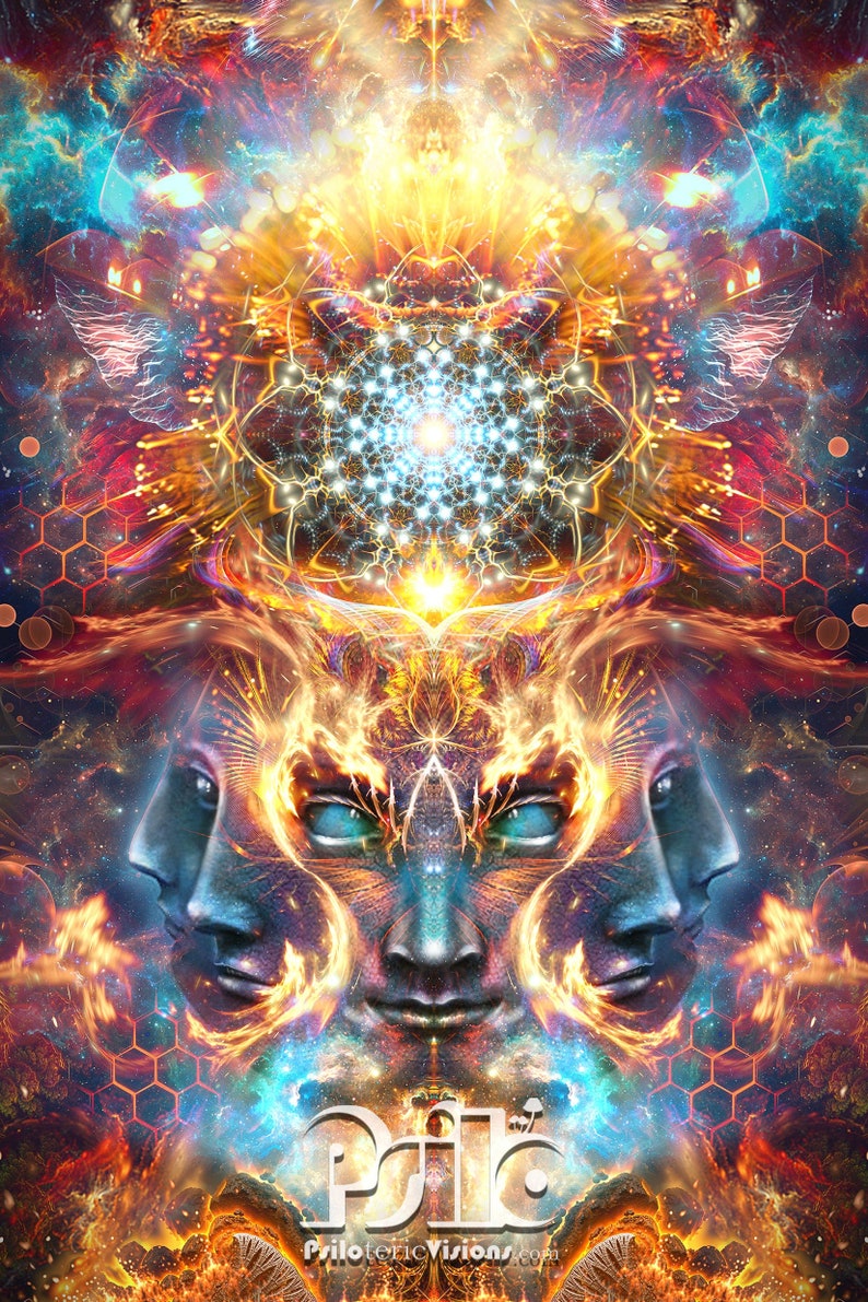 Psychedelic DMT CANVAS Many Faced God Visionary Art - Etsy