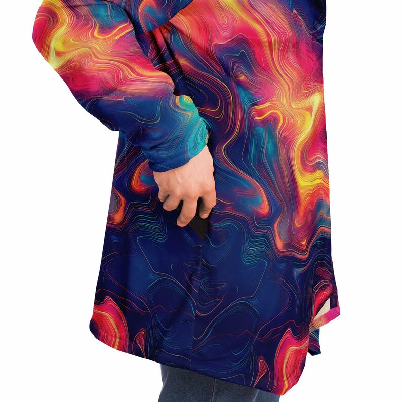 Trippy HOODED CLOAK, Psychedelic Cape, Vibrant Neon Rave Jacket ...