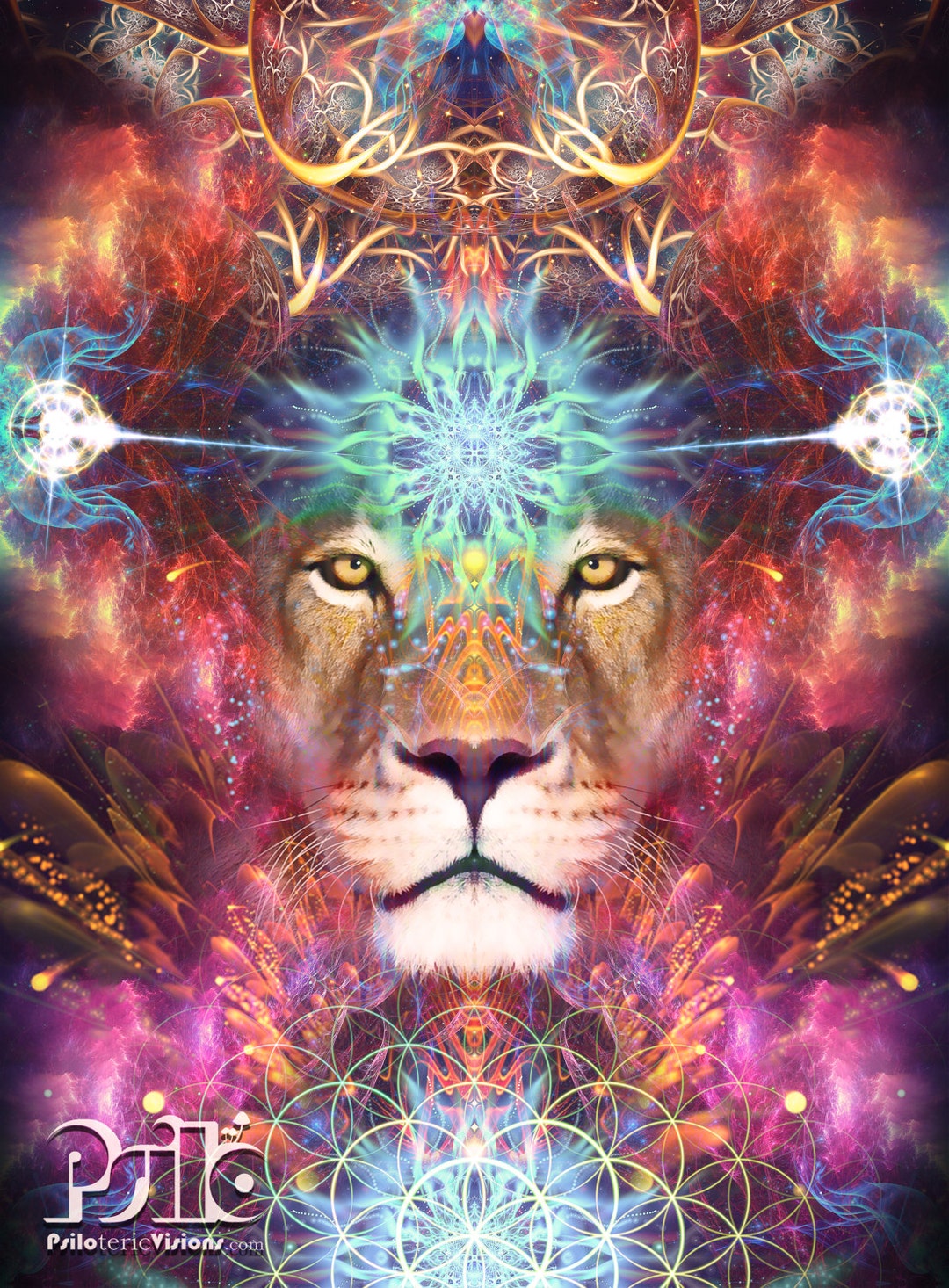 Lion Visionary Art POSTER, Sekhmet Art, Psychedelic Art, Visionary ...