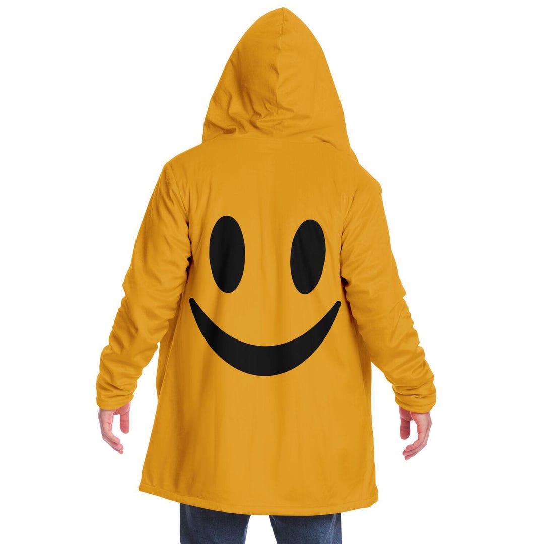 Funny Smiley HOODED CLOAK, Yellow Cape, Silly Rave Jacket, Smiley Face ...