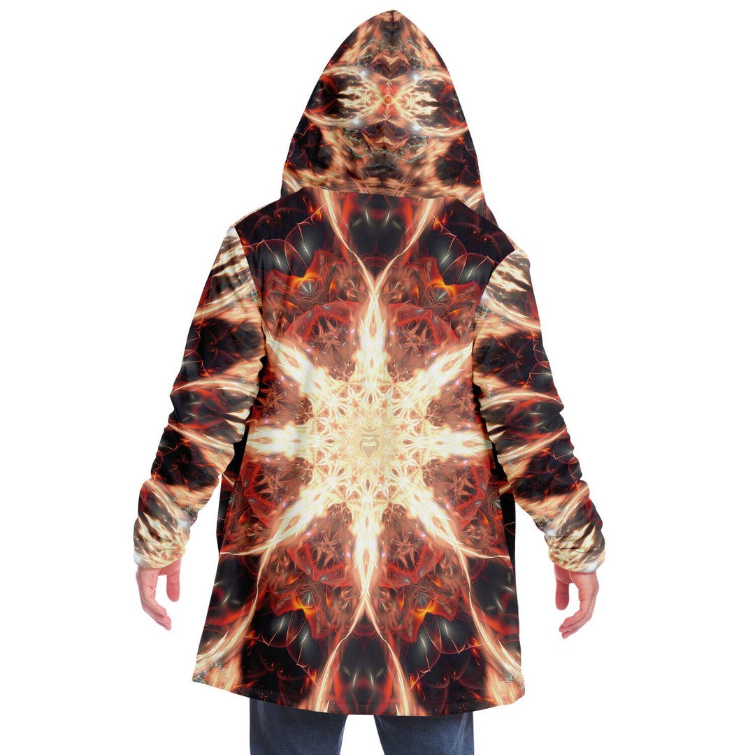 Muladhara Root Chakra HOODED CLOAK, Fractal Mandala Festival Hoodie ...