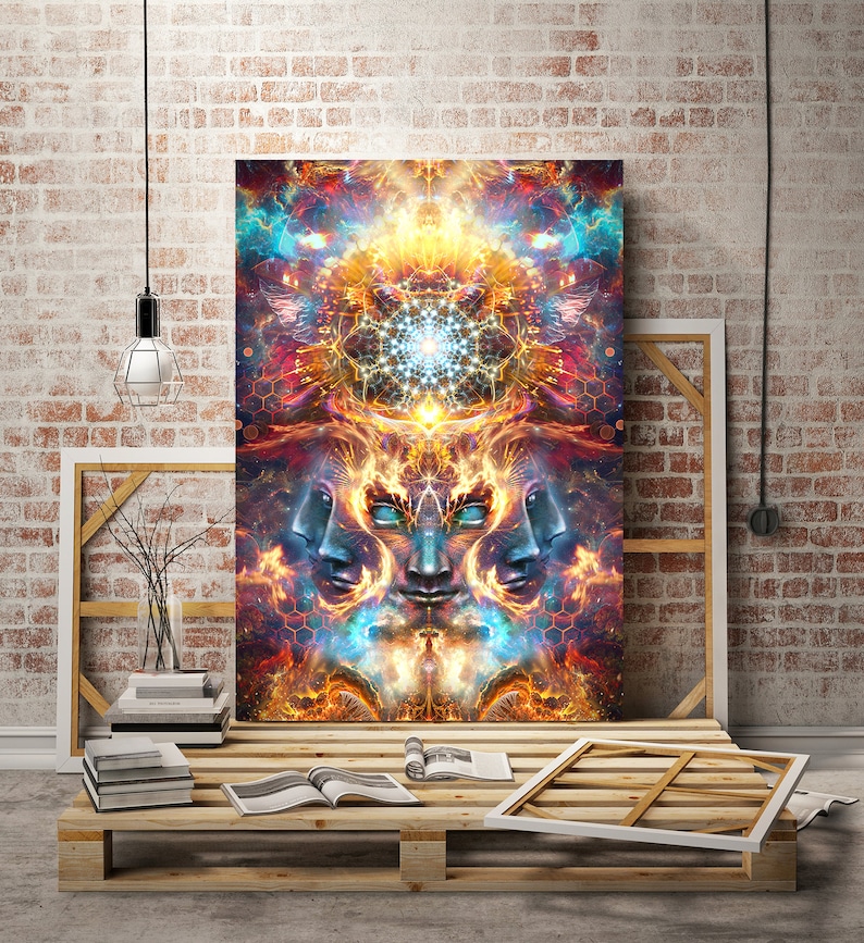 Psychedelic DMT CANVAS Many Faced God Visionary Art - Etsy