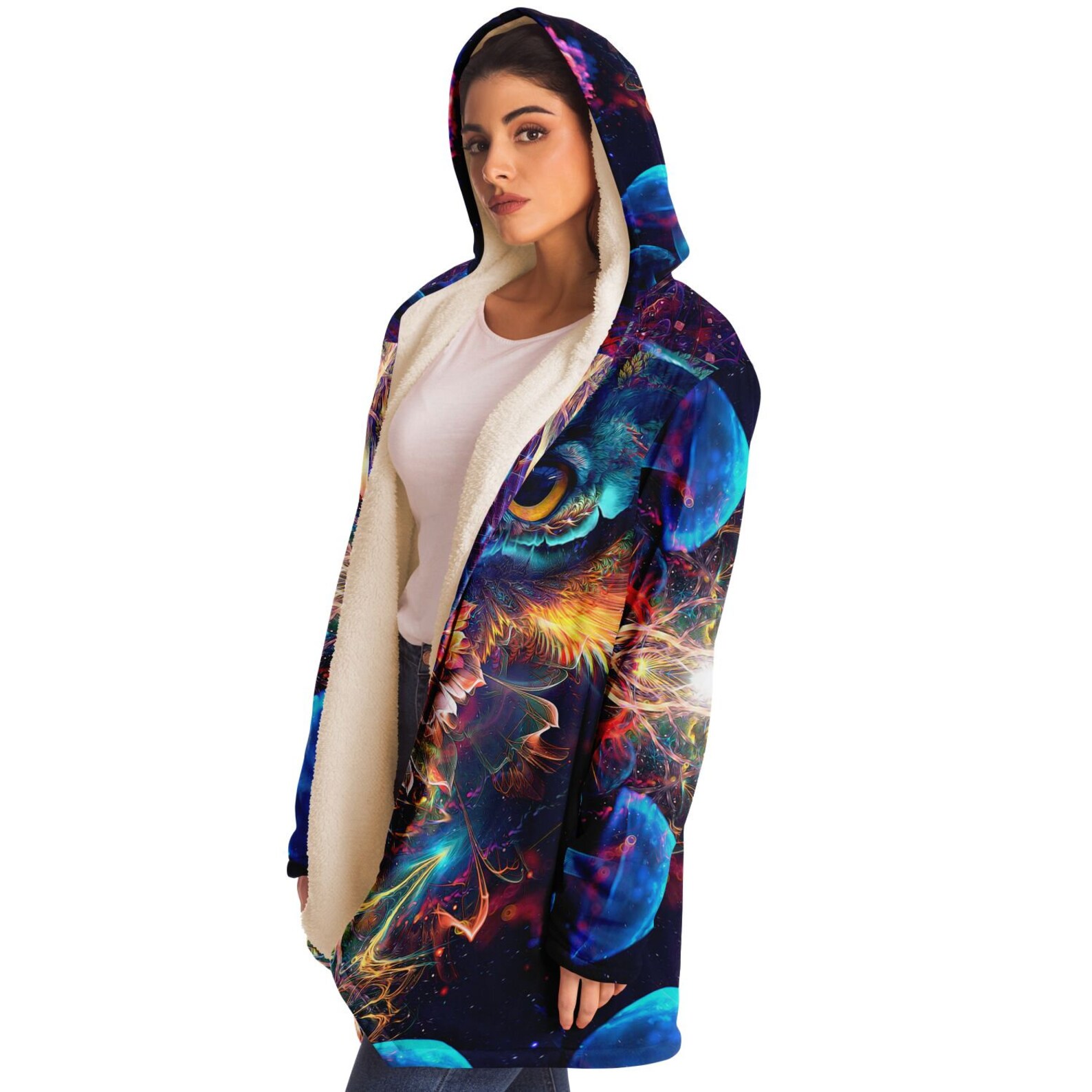 Fantasy Owl MICROFLEECE CLOAK, Visionary Art Festival Cloak ...
