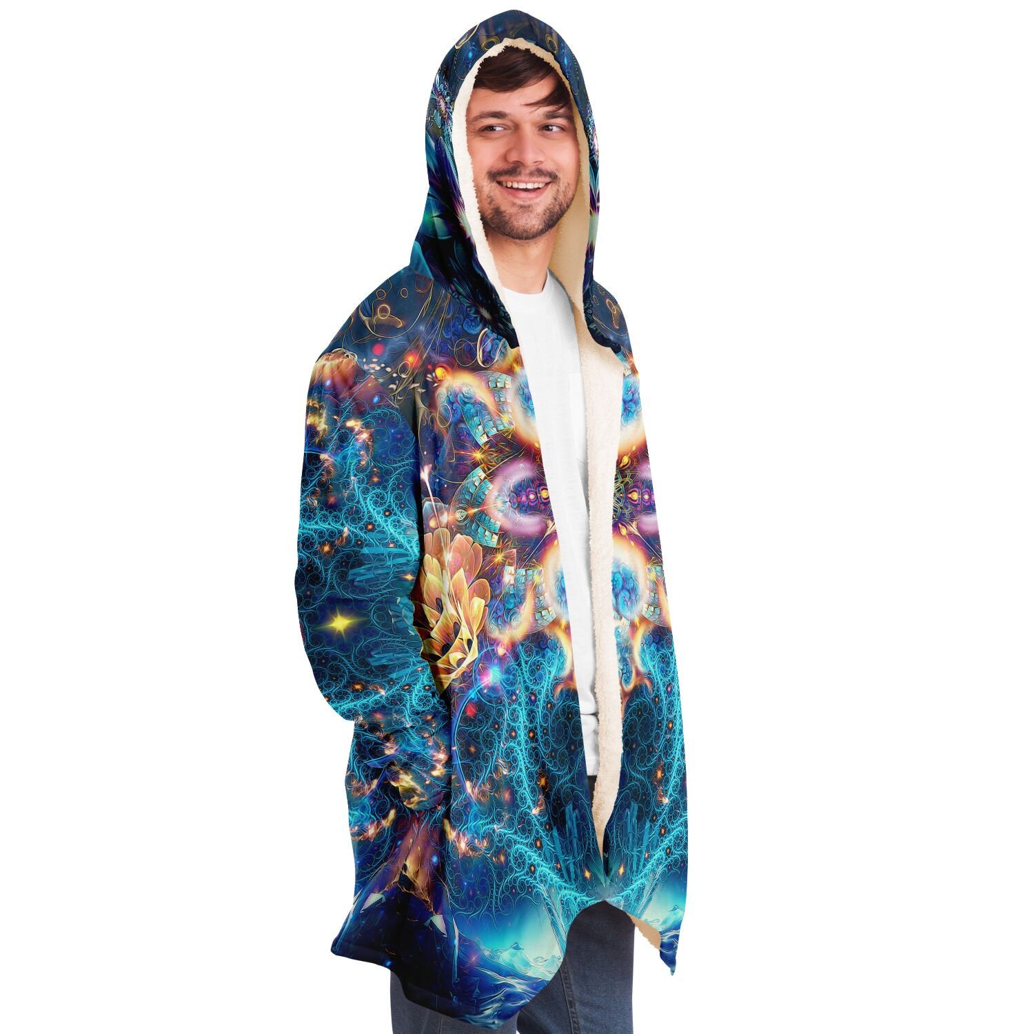 Cosmic Fantasy Rave MICROFLEECE CLOAK, Festival Cloak, Psychedelic ...