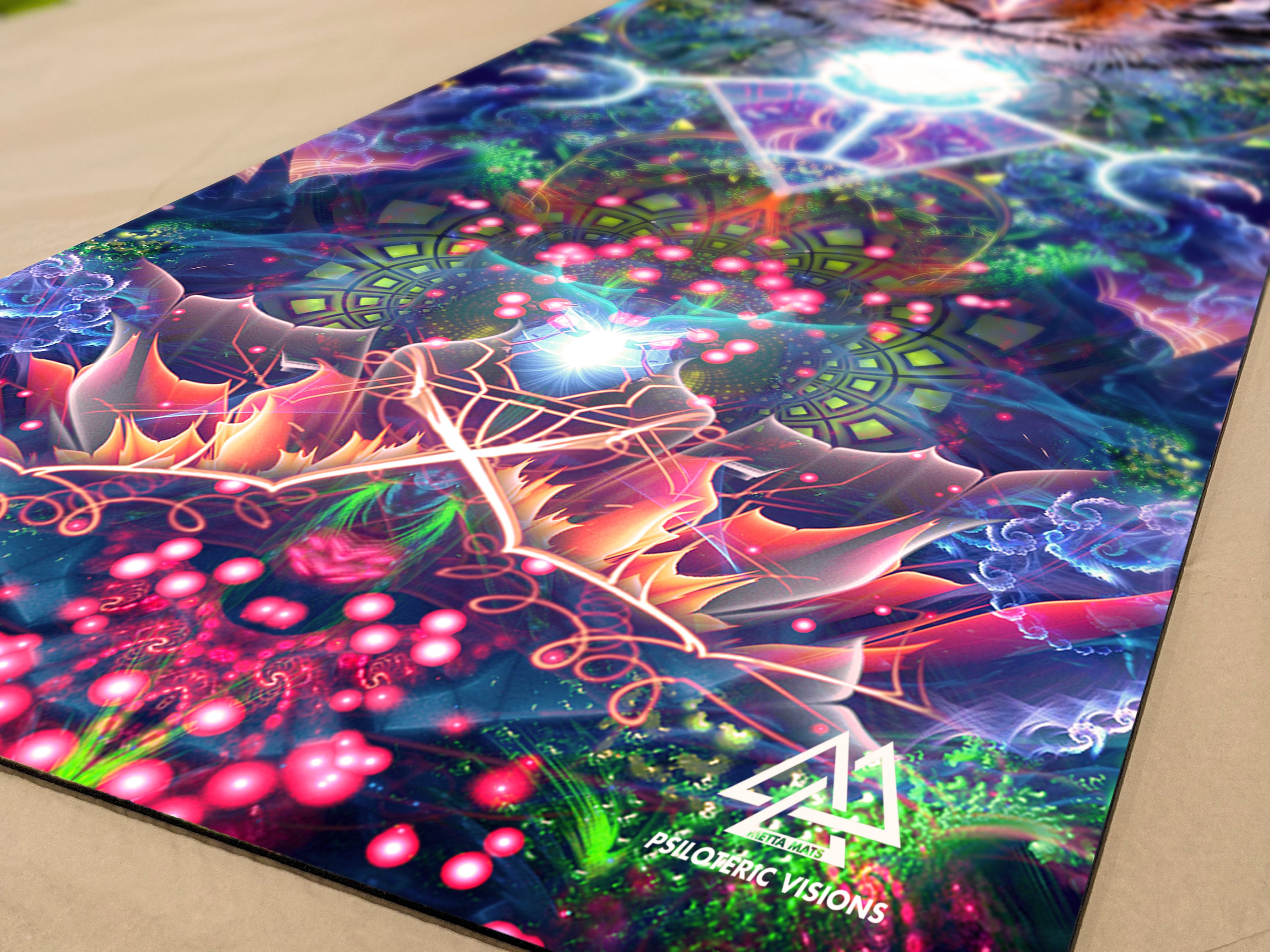 Tiger Art YOGA MAT, Visionary Art, Psychedelic, Floral, Cosmic, Eco ...