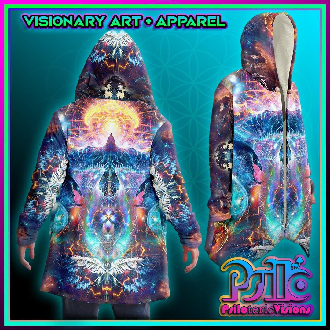 Raven MICROFLEECE CLOAK, Festival Cloak, Psychedelic Cape, Trippy ...